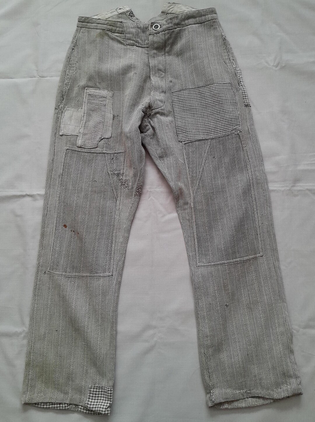Vintage French Chore Pants 1910s 1920s Workwear Antique Striped Checked ...