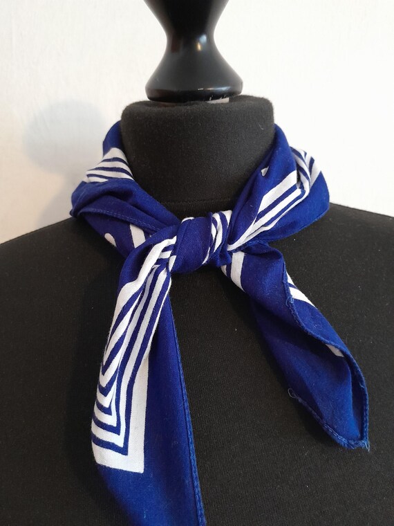 Vintage bandana blue white spots spotted dotted polka… - Gem