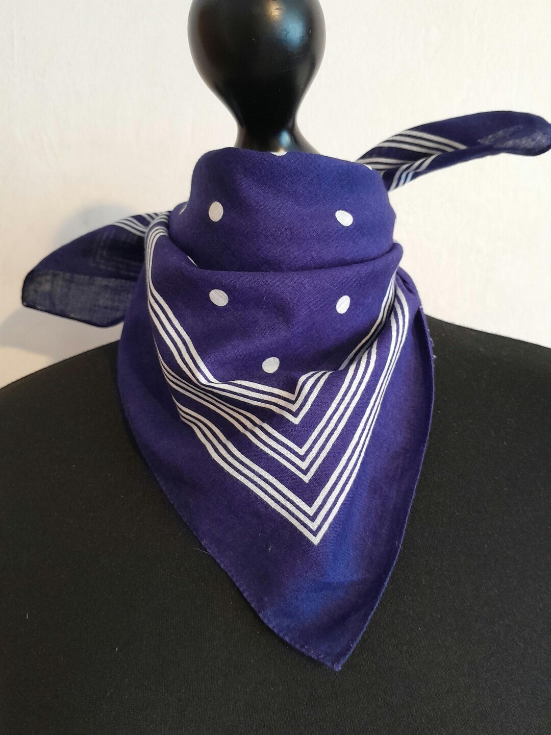 Vintage Bandana Blue White Spots Spotted Polka Dots Dotted Scarf Pocket ...