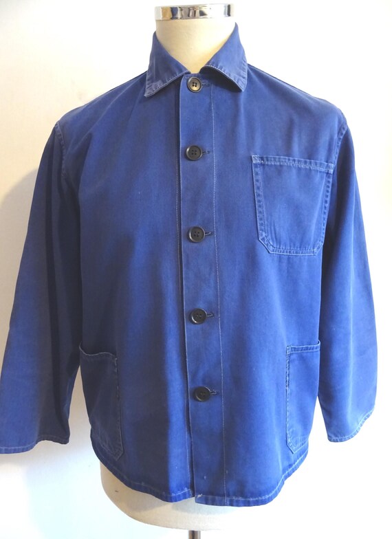 Vintage European chore jacket workwear faded indigo b… - Gem