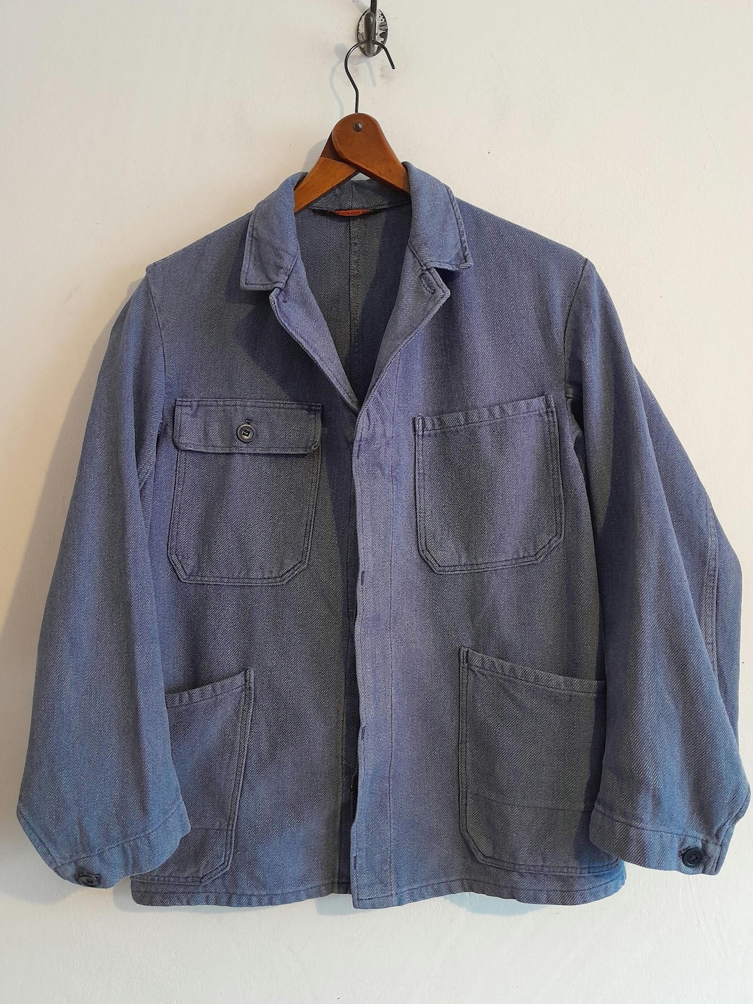 Vintage Chore Jacket Workwear 1970s 80s Swiss Salt & Pepper Blue ...