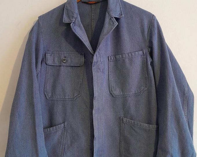 Vintage Chore Jacket Workwear 1970s 80s Swiss Salt & Pepper Blue ...