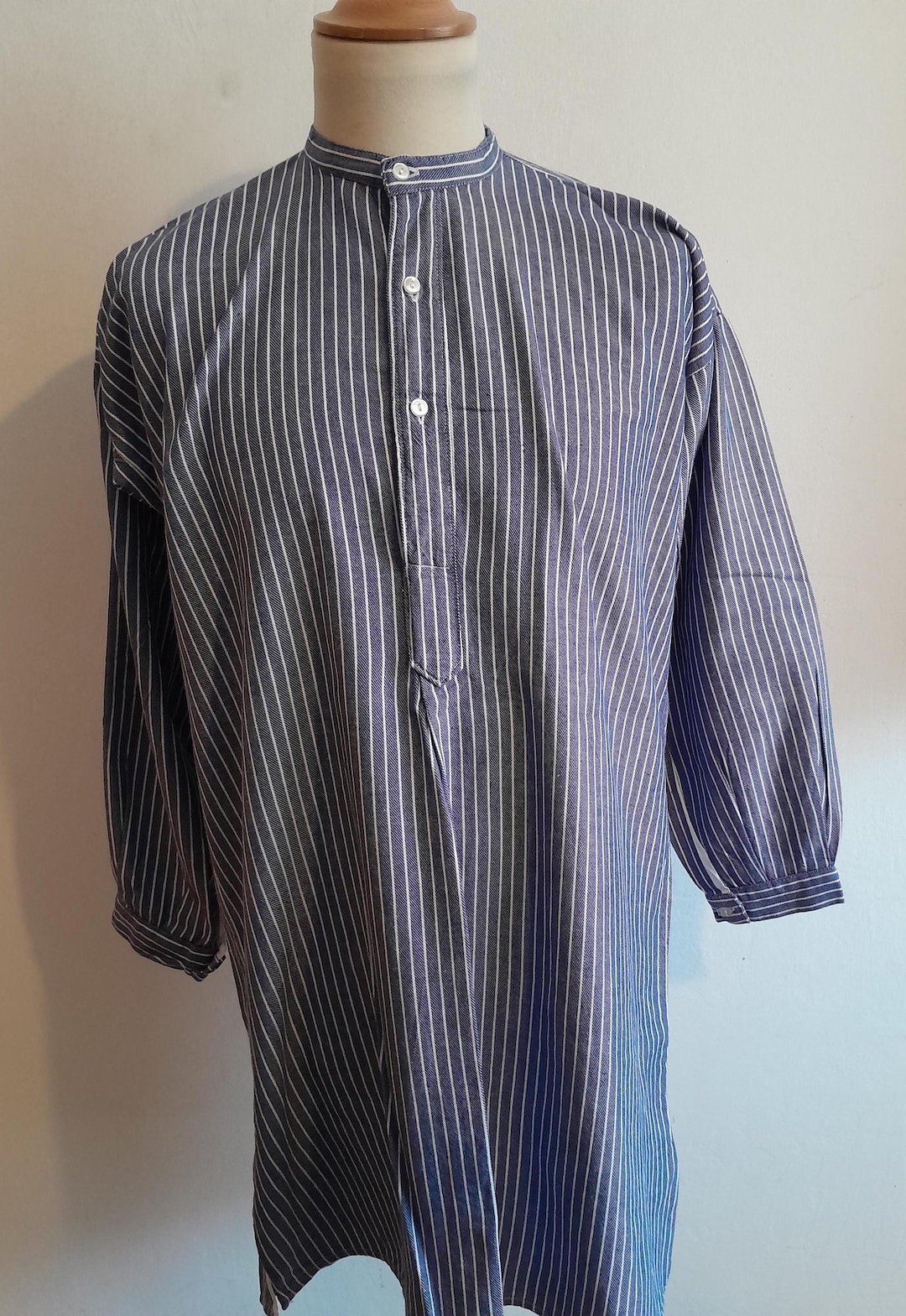 Vintage German Chore Shirt Prison Smock 1960s Workwear Striped Chore ...