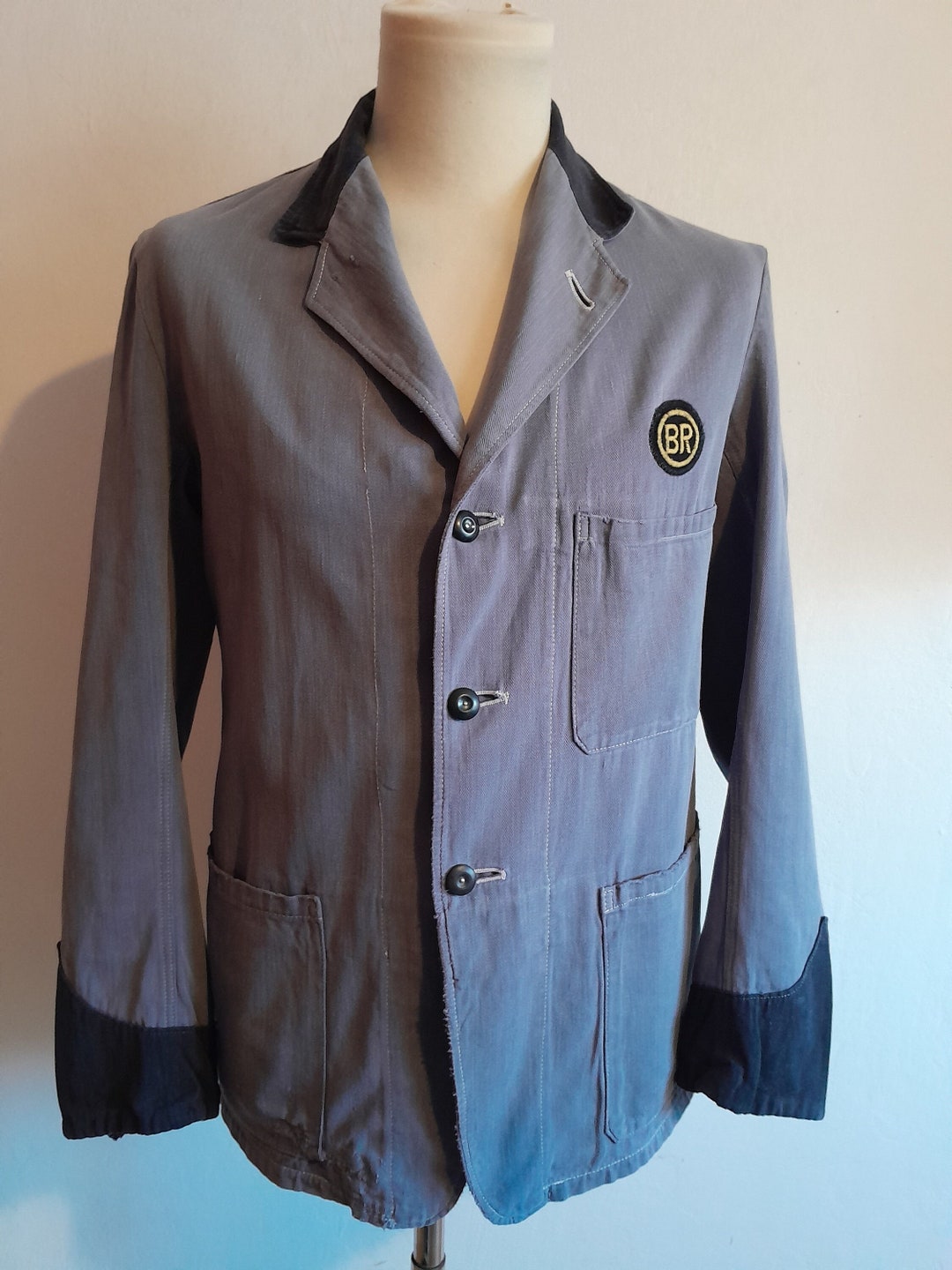 Vintage Chore Jacket British Railway Drivers Workwear Jacket 1940s Two ...