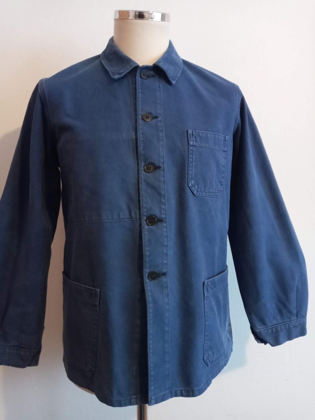 Vintage French Chore Jacket Vetra 1960s 60s Faded Indigo Blue Cotton ...