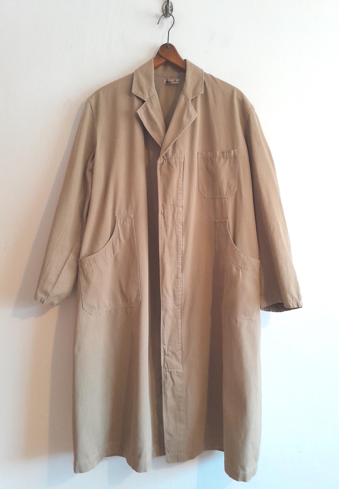Vintage German Duster Chore Coat: Tan Workwear (50" Chest) - Etsy