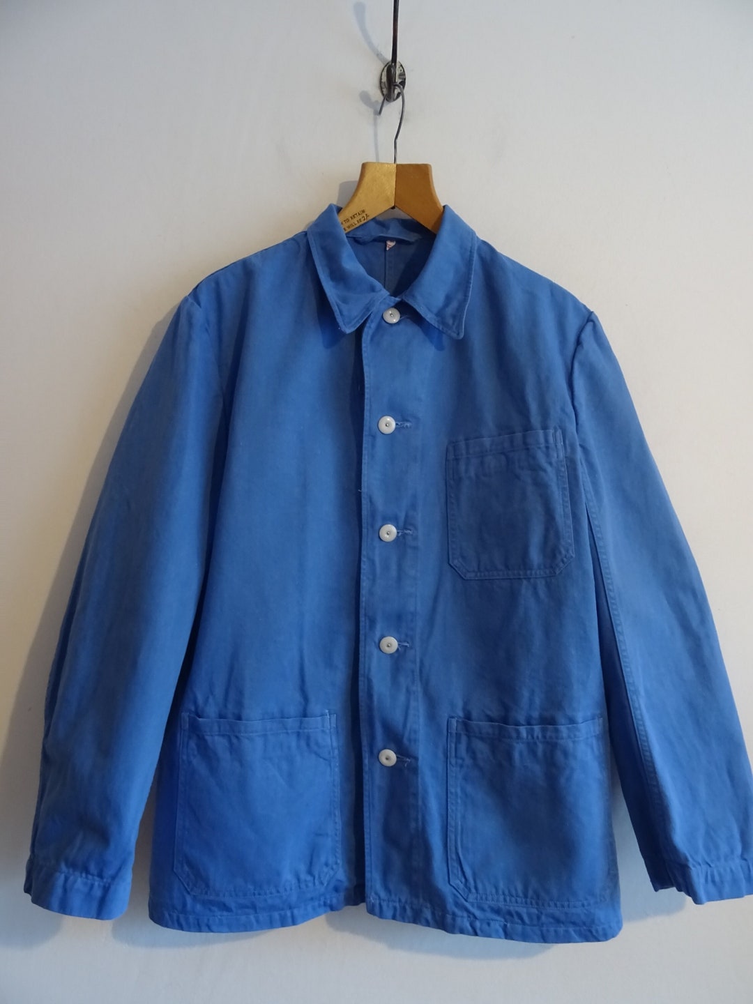 Vintage 1960s 60s German Chore Jacket Workwear French Style Blue Cotton ...