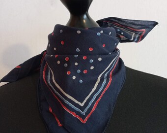 Vintage Bandana Red White Hearts Sprigs Dots Cotton Scarf - Etsy