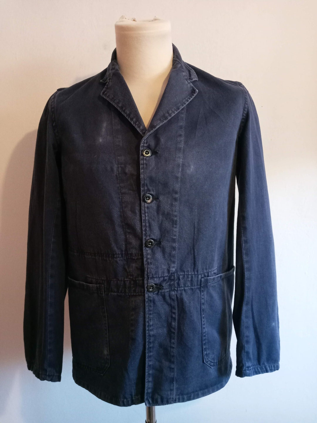 Vintage British Railway Chore Jacket 1950s 50s Workwear Indigo Blue ...
