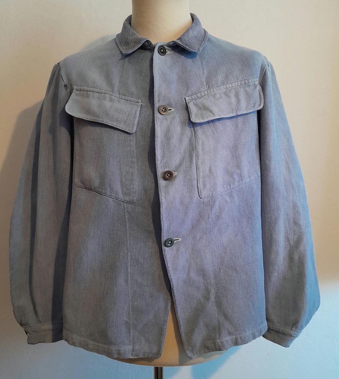 Vintage Chore Jacket 1940s 40s Workwear WW2 Era Swiss Salt & Pepper ...