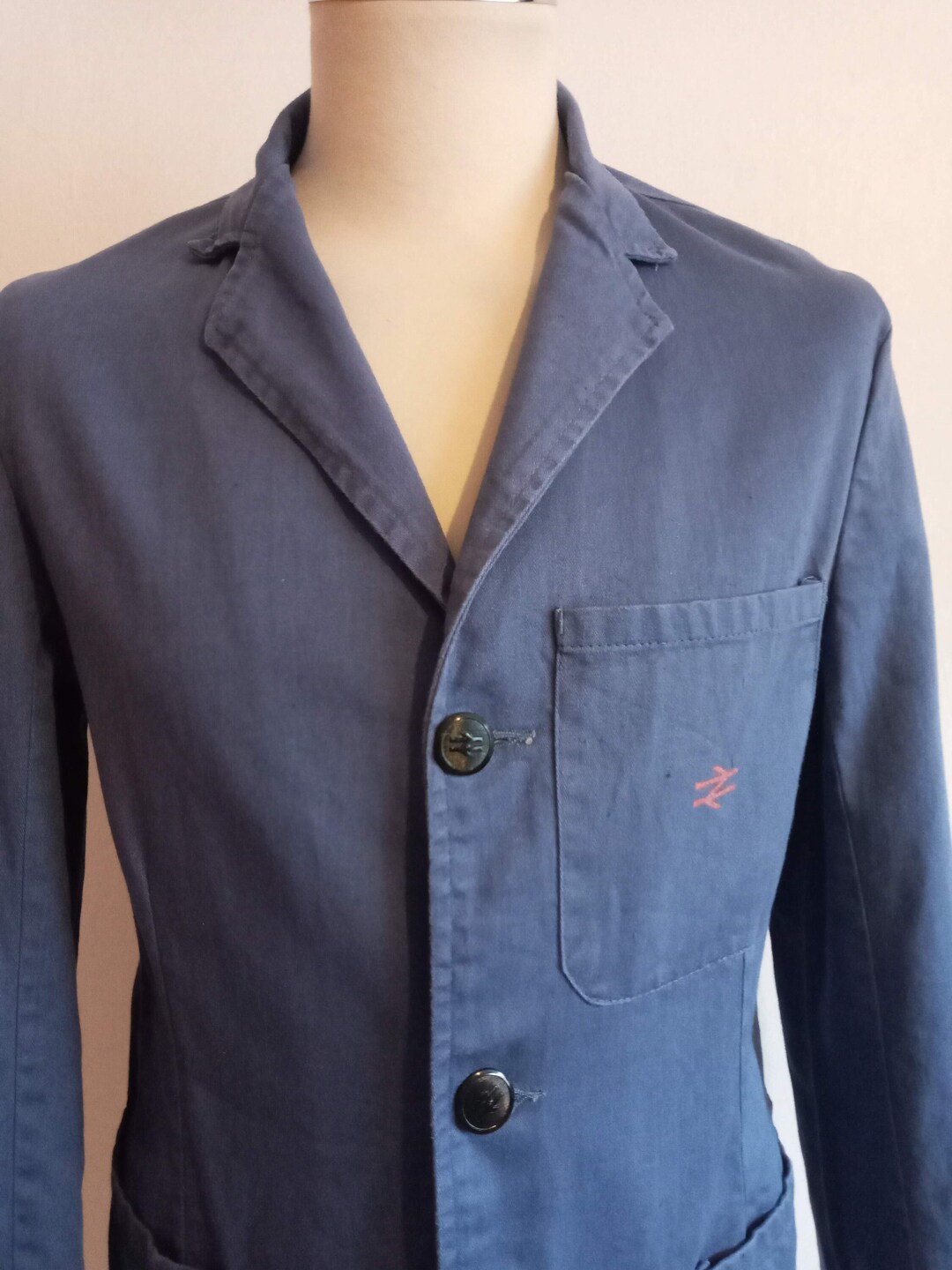 Vintage British Work Jacket Chore Workwear Railways Blue Cotton BR ...