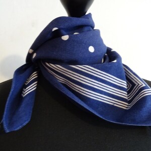 Vintage Bandana Blue White Spotted Spots Dotted Dots Cotton Scarf ...