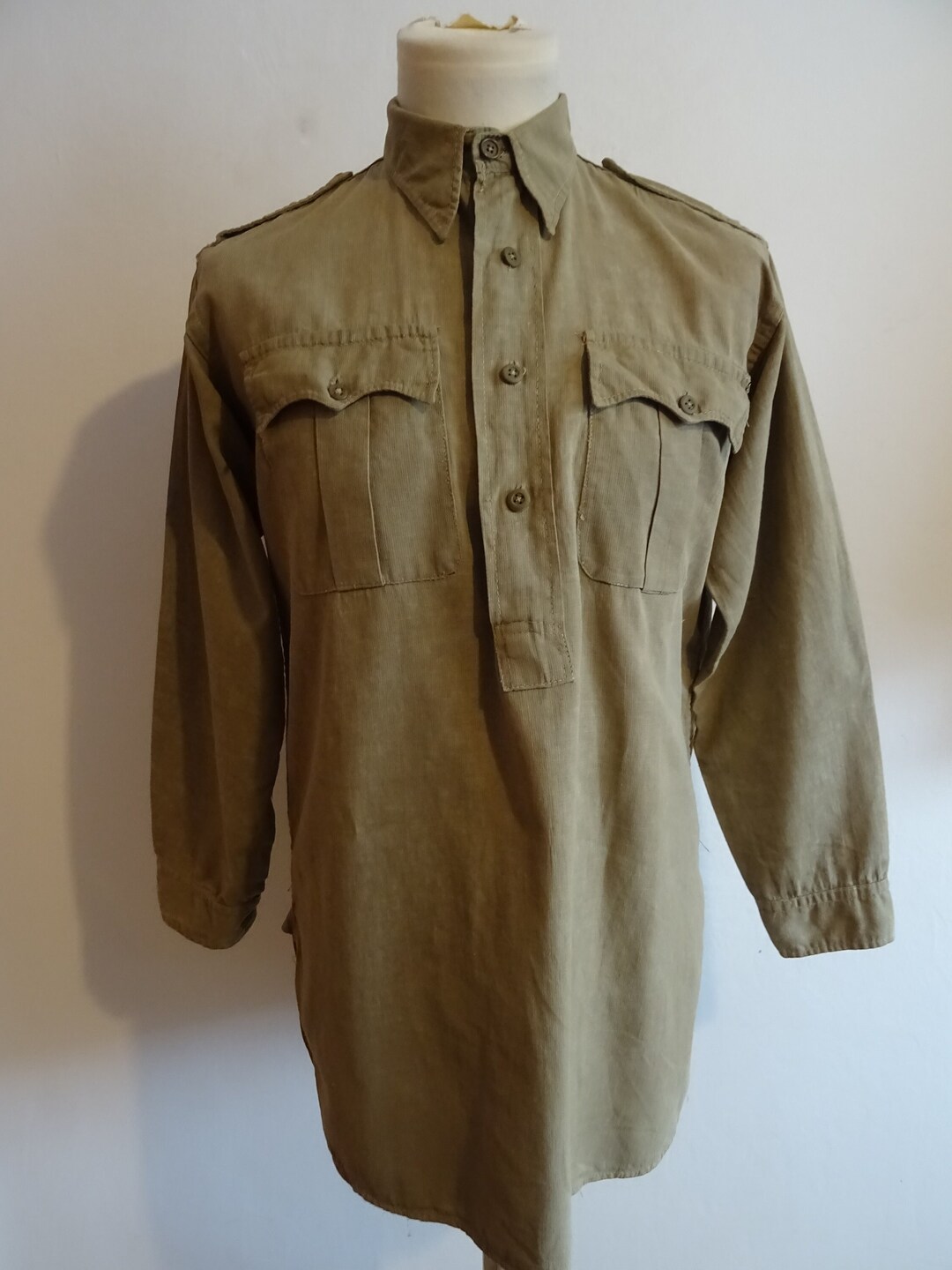 Vintage 1940s WW2 40s British Khaki Aertex Desert Tropical Bush Jungle ...