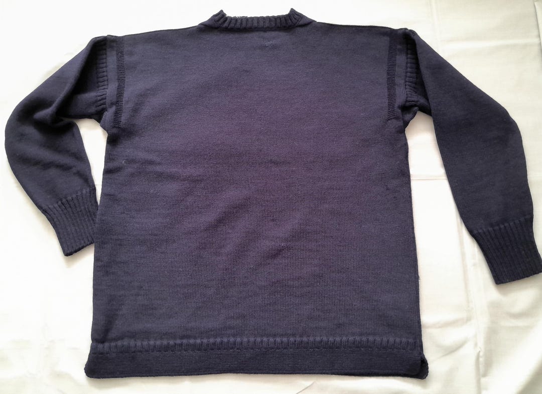 Vintage Guernsey Gansey Sweater Pullover Navy Wool Workwear Channel ...