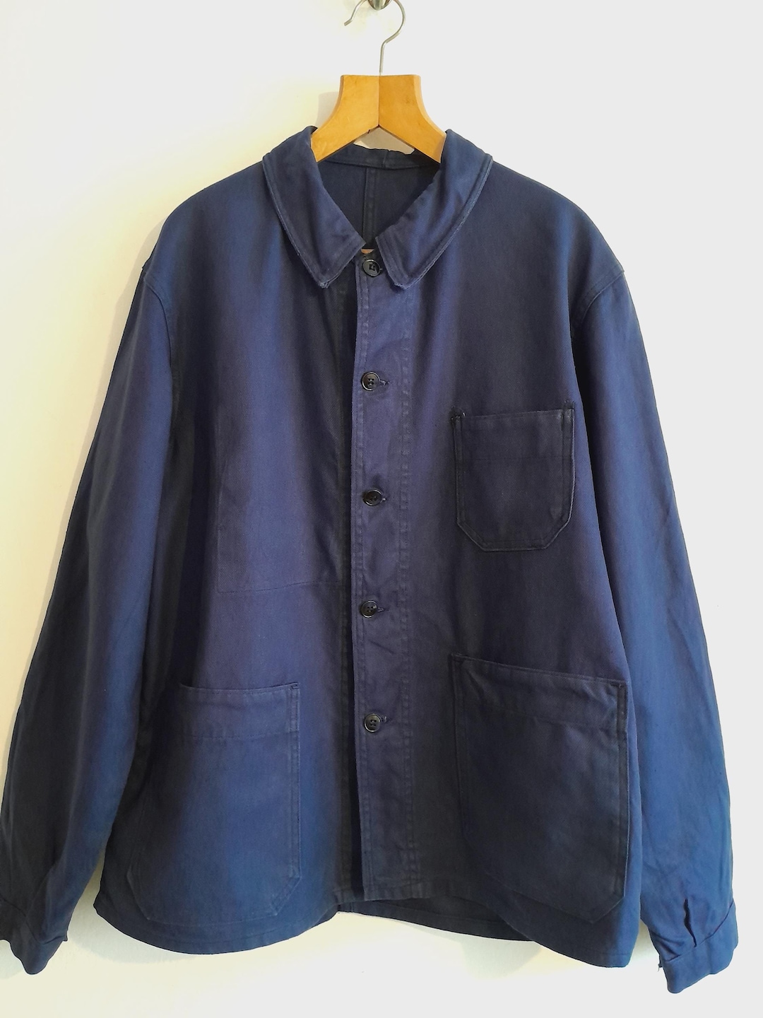 Vintage French Chore Jacket Workwear 1960s 60s Indigo Blue Cotton Bleu ...