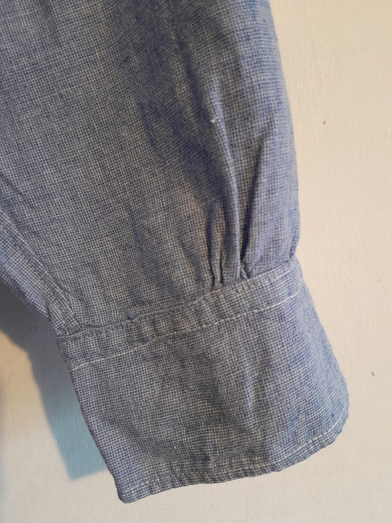Vintage French 1930s Chore Shirt - Hirondelle Collar- Pin Check ...
