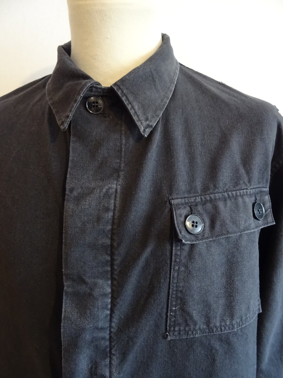 Vintage Chore Jacket Workwear Shacket Faded Black Work Over Shirt ...