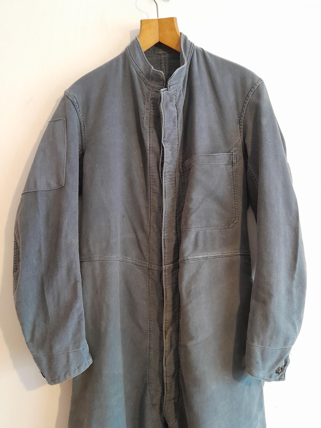 Vintage 1940s Overalls British Royal Navy Coveralls Faded Indigo Workwear Boiler Jump Suit Chore ...