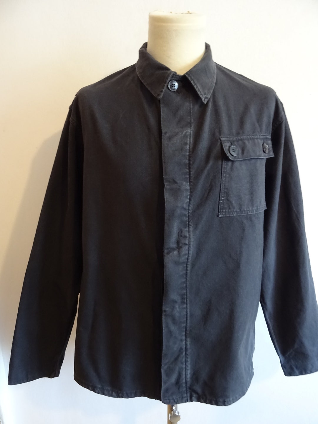 Vintage Chore Jacket Workwear NVA Faded Black Shacket APC Crew Tanker ...