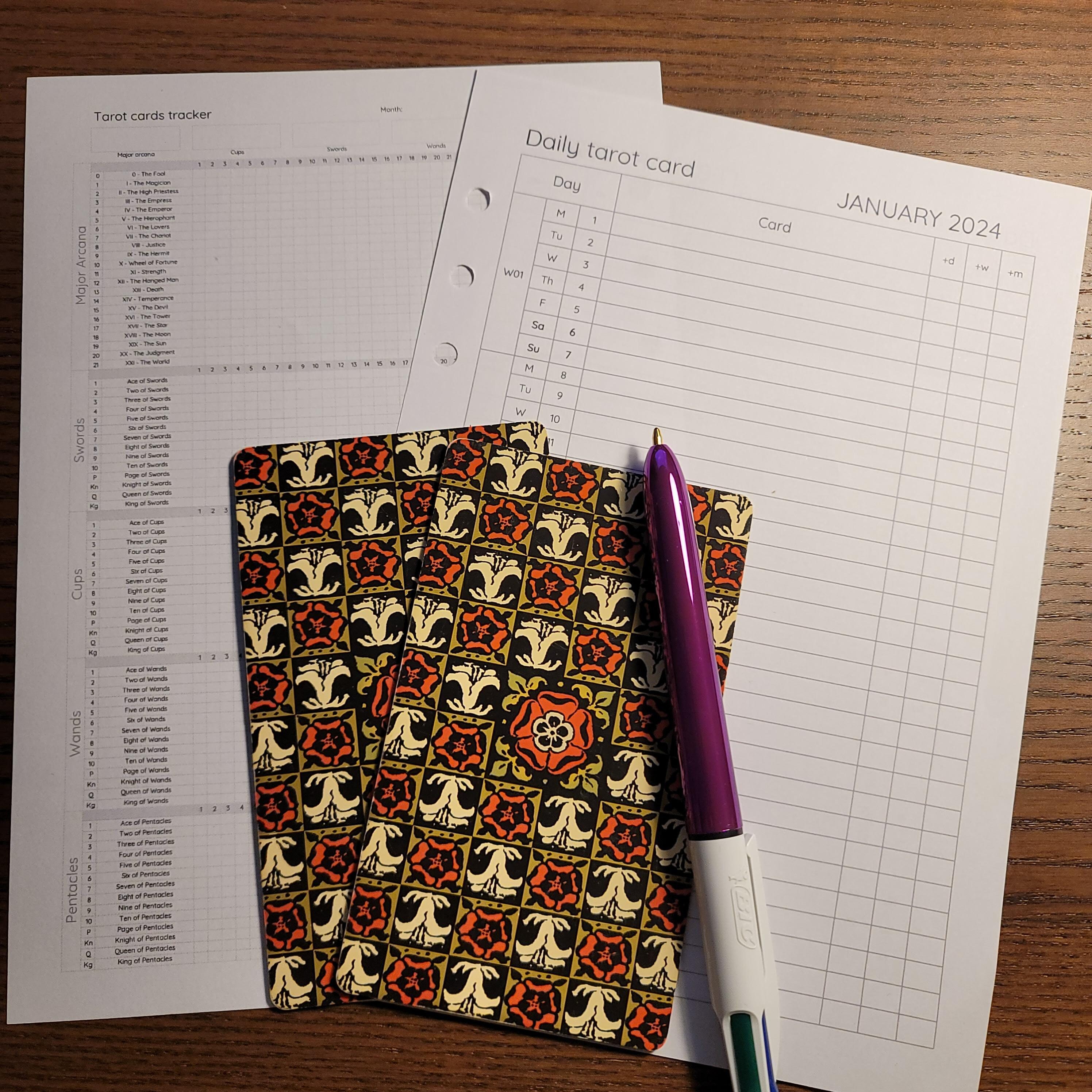 Daily Tarot Cards Tracker - Calendar 2024 - Etsy
