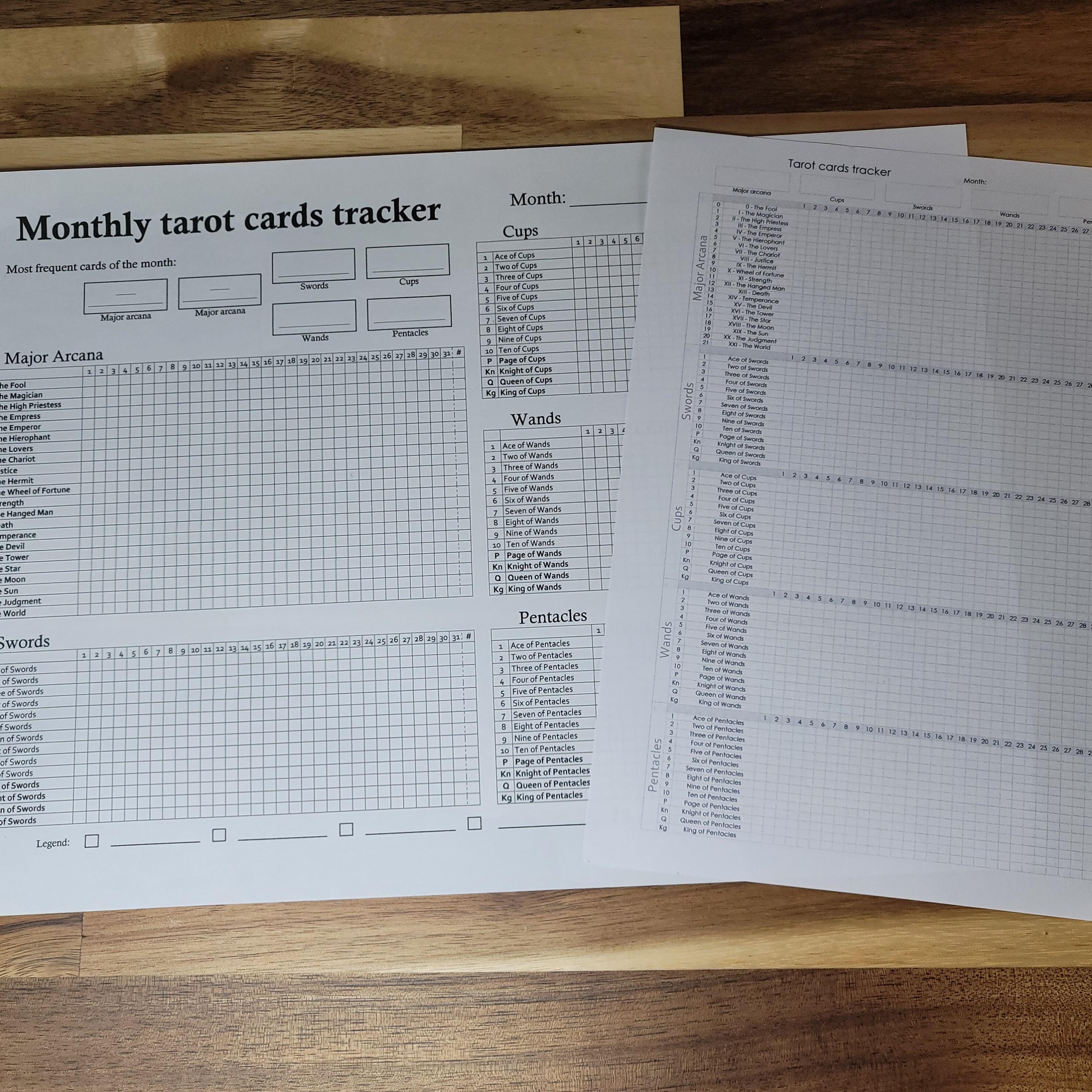 Monthly Tarot Cards Tracker A5 - Etsy