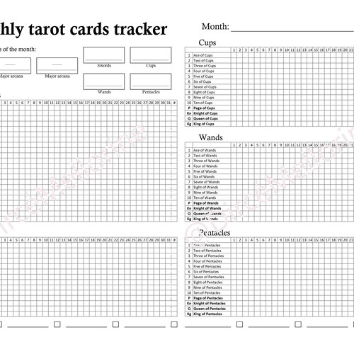 Monthly Tarot Tracker | Etsy
