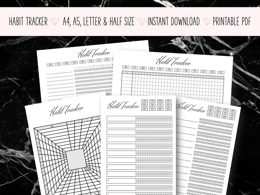 Habit Tracker, Printable, Monthly Habits, Routine, Habits Tracking ...