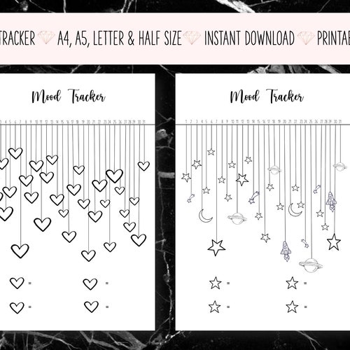 Mood Tracker Bundle Pack Printable Mood Chart Journal Bullet - Etsy India