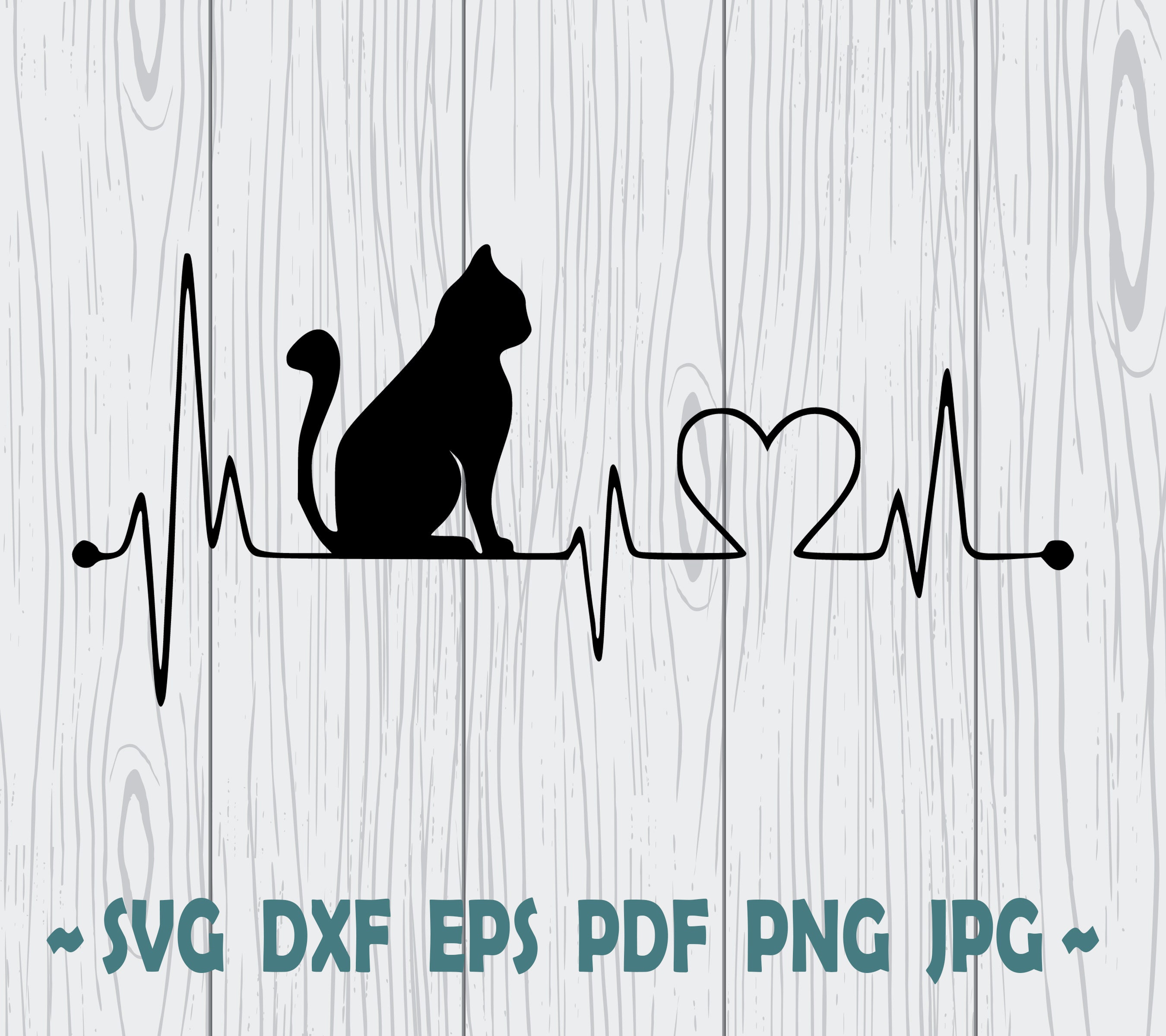 Cat Heartbeat SVG Love Cat Cricut Commercial Use Digital | Etsy