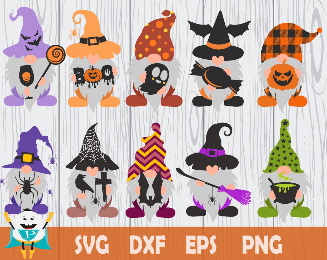 Halloween Gnomes SVG, Printable Vector ,silhouette, Circut Cut File ...