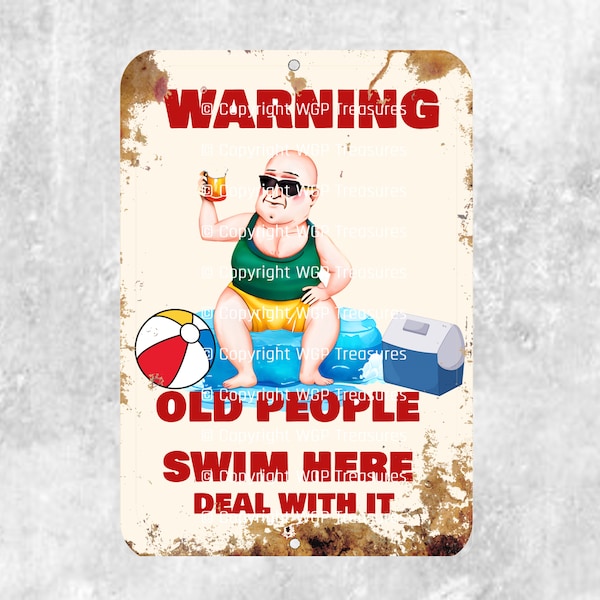 Old People in Pool - Etsy