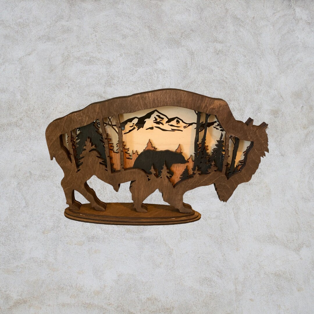 3D Buffalo. 4 Layer Buffalo With Stand. 3D Buffalo Wood Kit. - Etsy