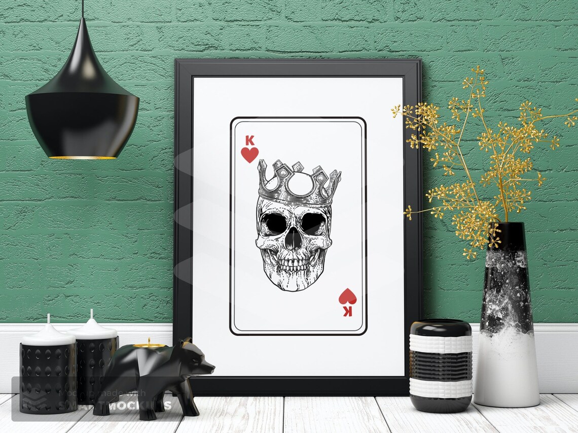 King's Skull With Crown Card Digital Download Royal Poster Print Wall ...
