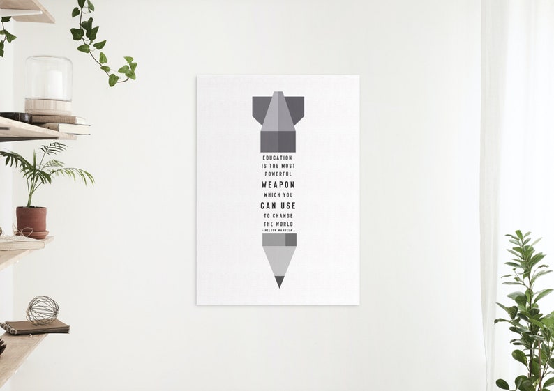 Education is the Most Powerful Weapon Digital Download War Quote Print ...