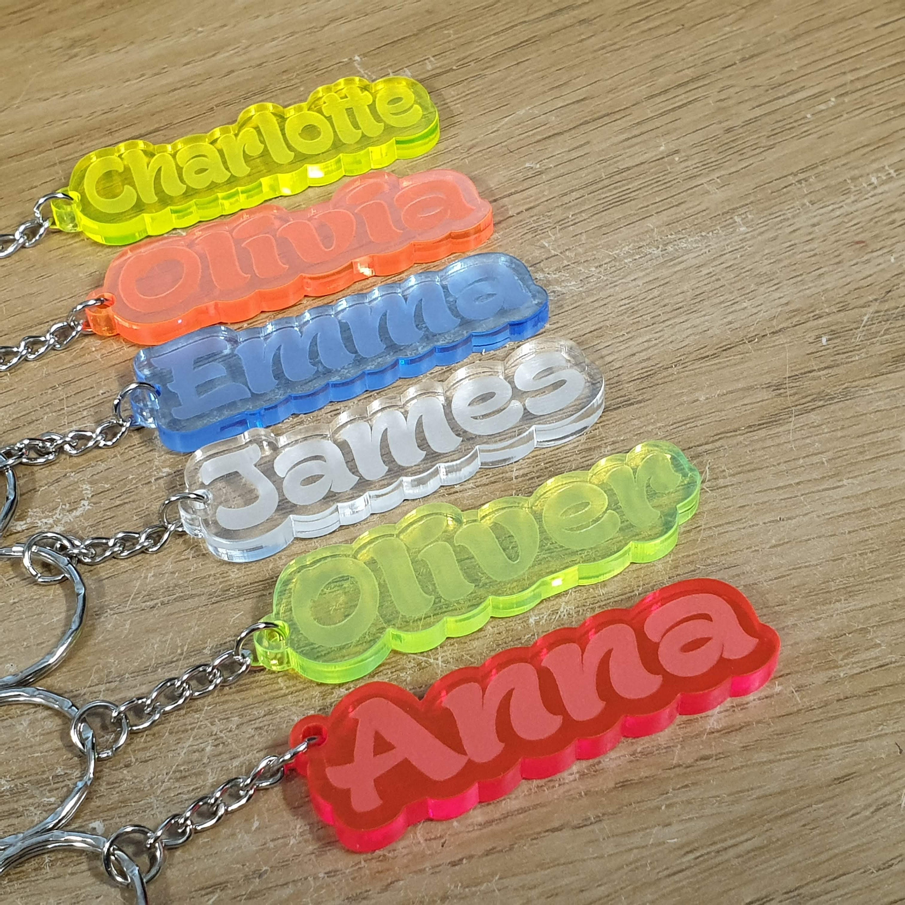 PERSONALISED Frozen KEYRING KEYCHAIN Gift Any Name School Teacher Bag ...