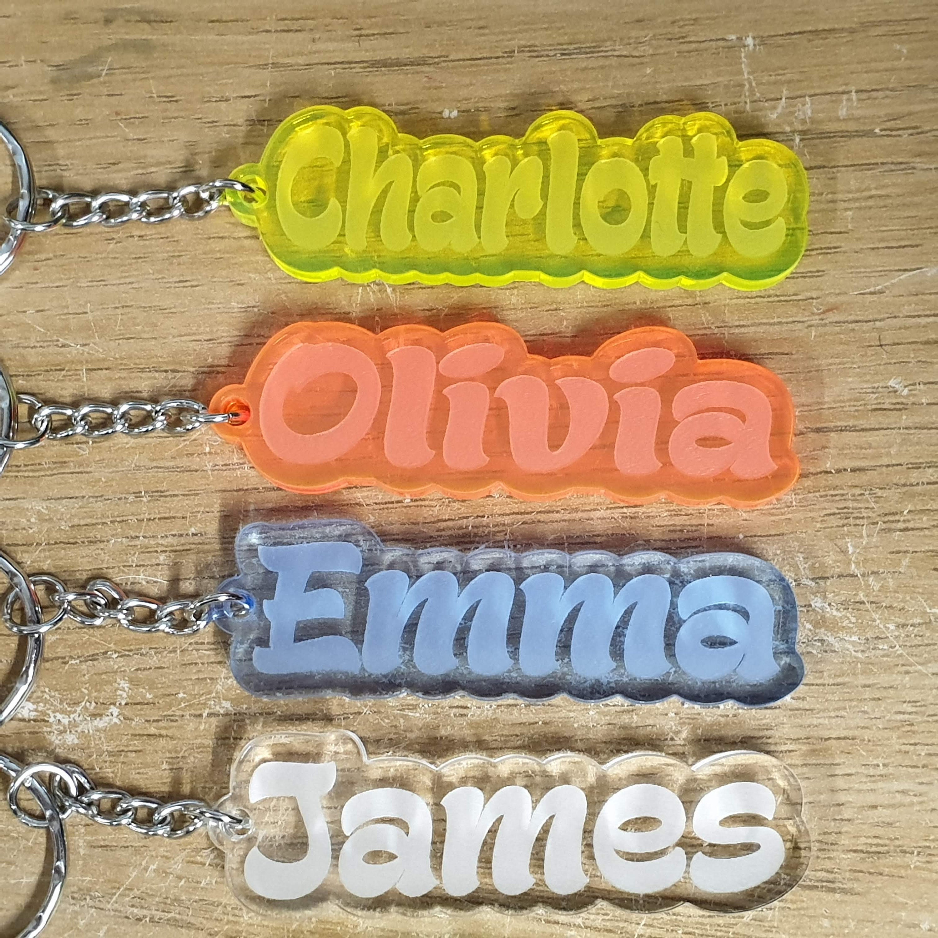PERSONALISED Frozen KEYRING KEYCHAIN Gift Any Name School Teacher Bag ...
