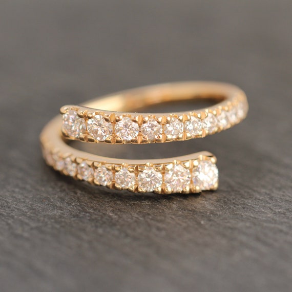 14k Gold + Diamond Bypass Ring - Gem