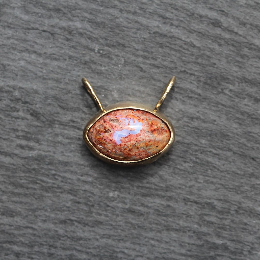 14k Gold + Marquise Mexican Cantera Fire Opal Pendant - Etsy