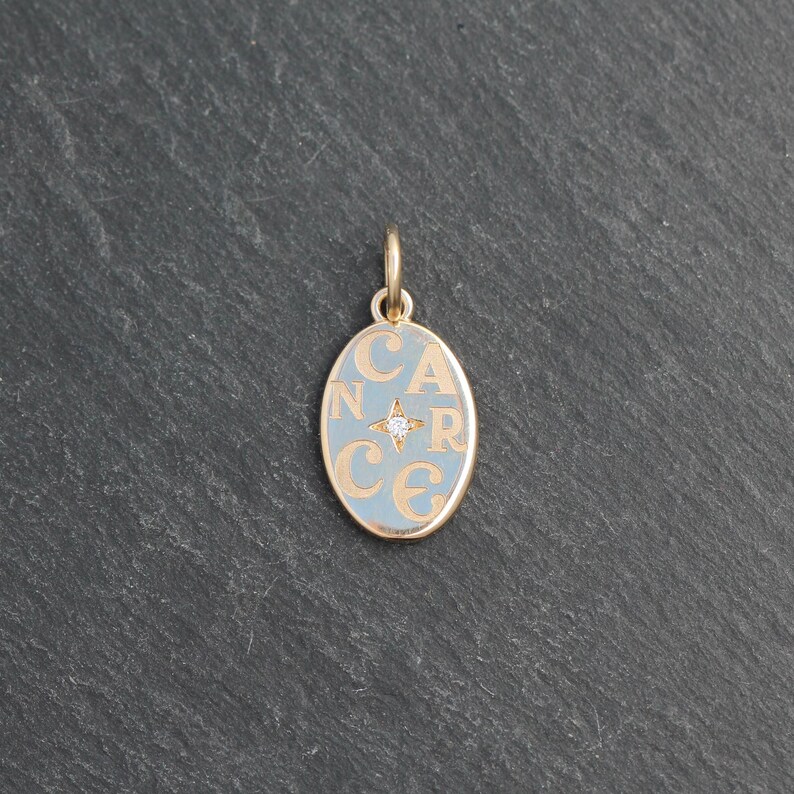 14k Gold + Diamond Cancer Zodiac Pendant - Etsy