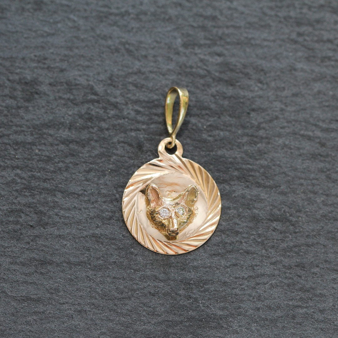 Vintage 14k Gold + Diamond Fox Talisman Pendant - Etsy