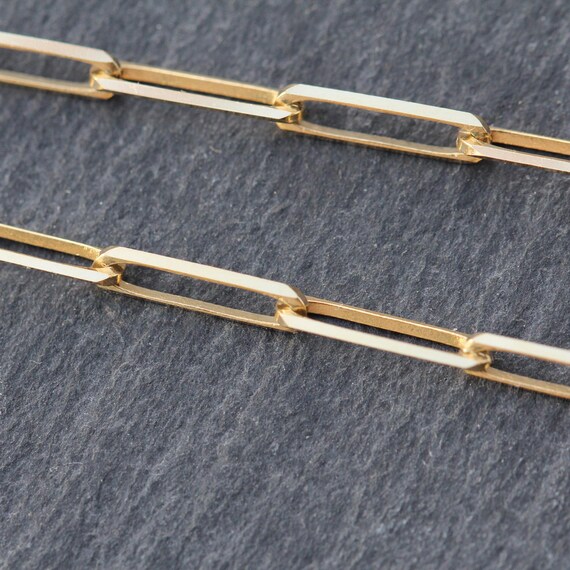 14k Gold Paperclip Link Chain Necklace - Gem