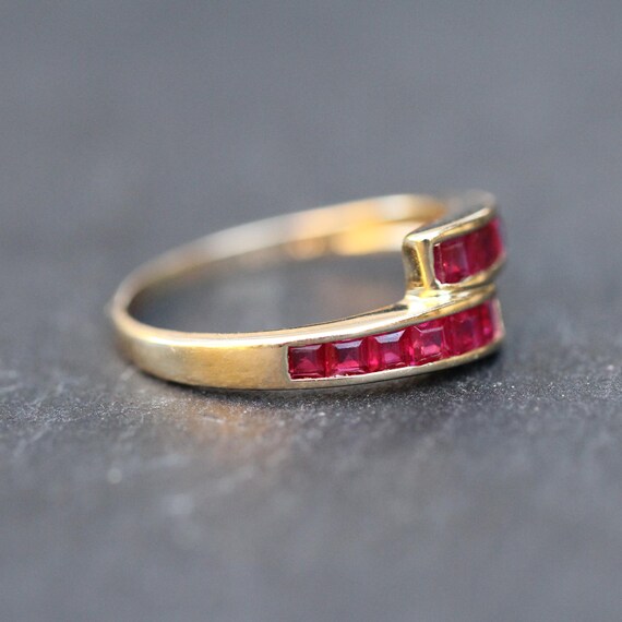 14k Gold + Ruby Bypass Ring - Gem