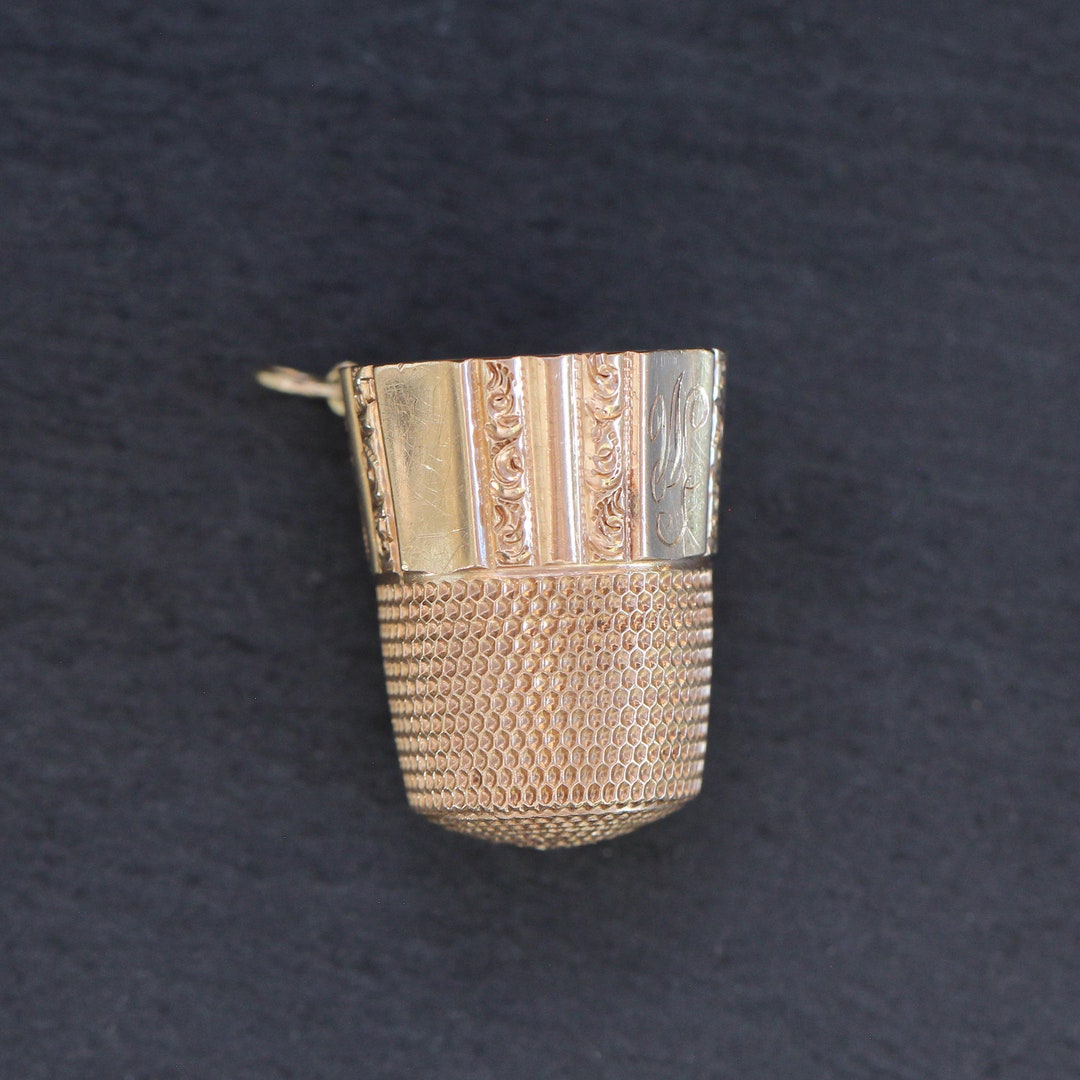 Antique 10k Gold Thimble Pendant - Etsy