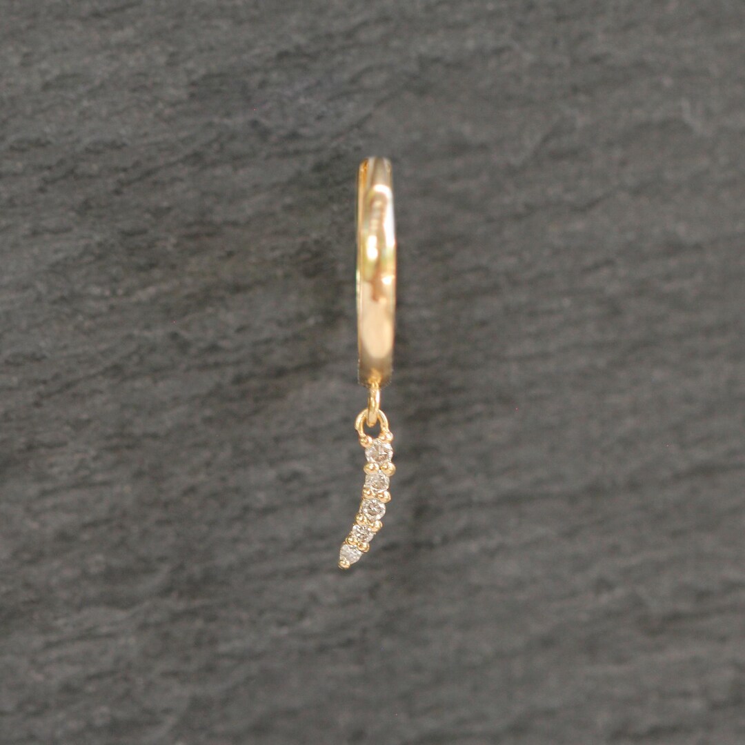 14k Gold Diamond Single Huggie Hoop Earring - Etsy