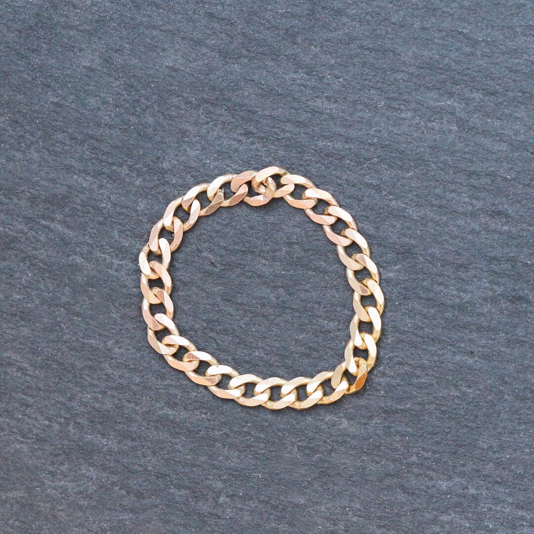 14k Gold Curb Chain Link Ring - Etsy