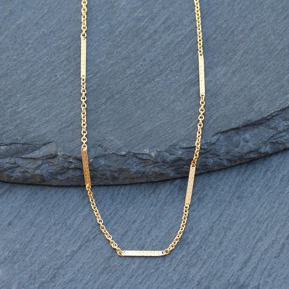 14k Gold Fancy Link Cable + Rectangle Link Necklace - Gem