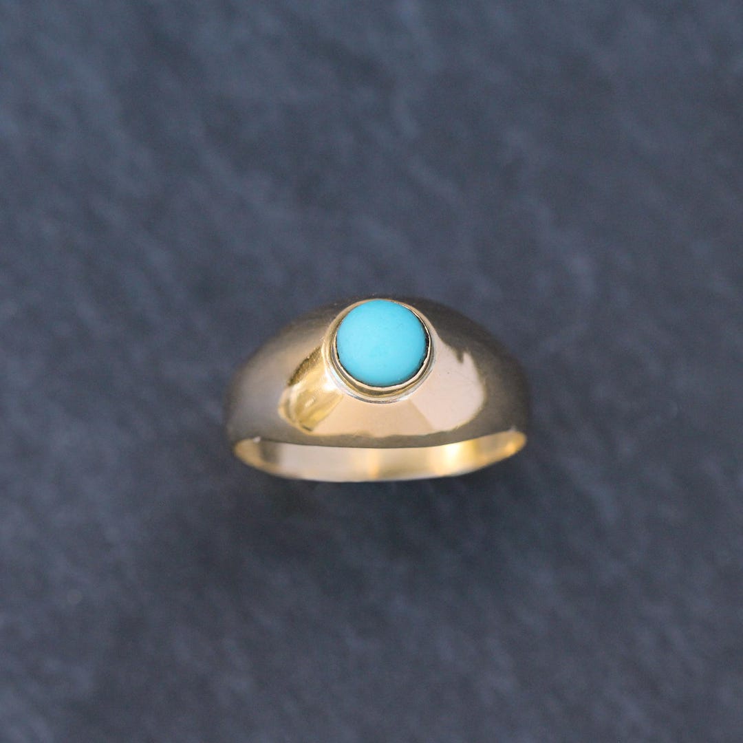 14k Gold Turquoise Baby Signet Ring - Etsy
