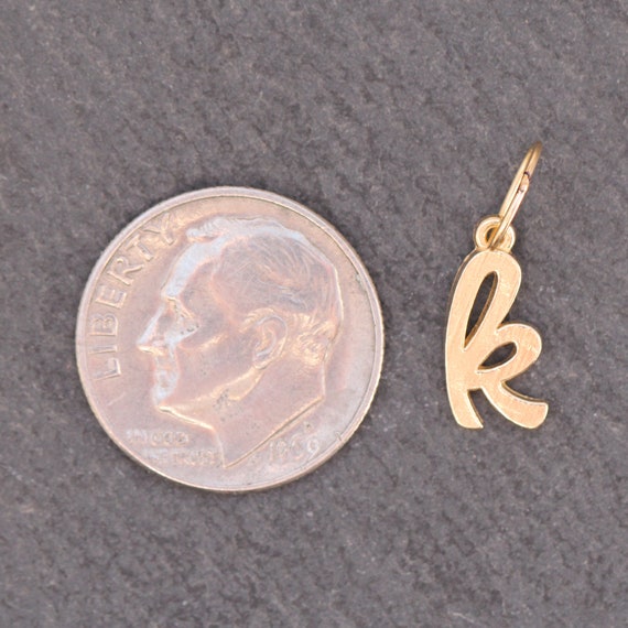 14k Gold Cursive Letter K Initial Pendant - Gem