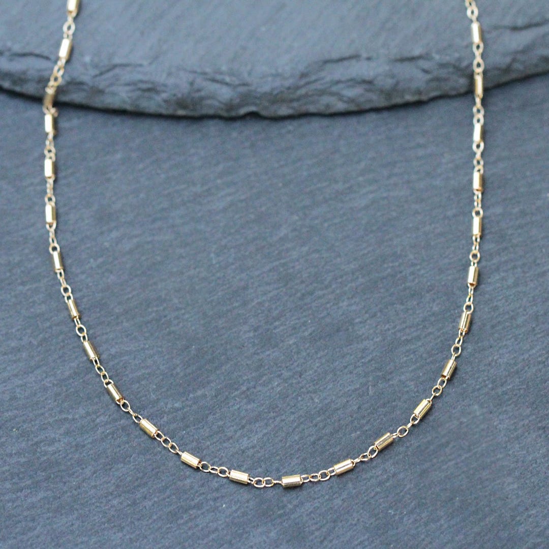 14k Gold Bar Link Chain Necklace - Etsy