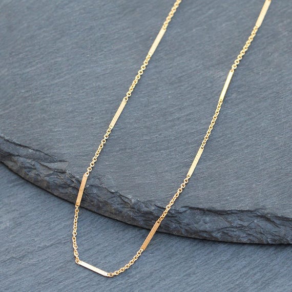 14k Gold Fancy Link Cable + Rectangle Link Necklace - Gem